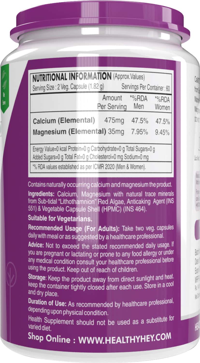 Buy HEALTHYHEY NUTRITION 100% NATURAL OCEAN CALCIUM & MAGNESIUM - 120 ...
