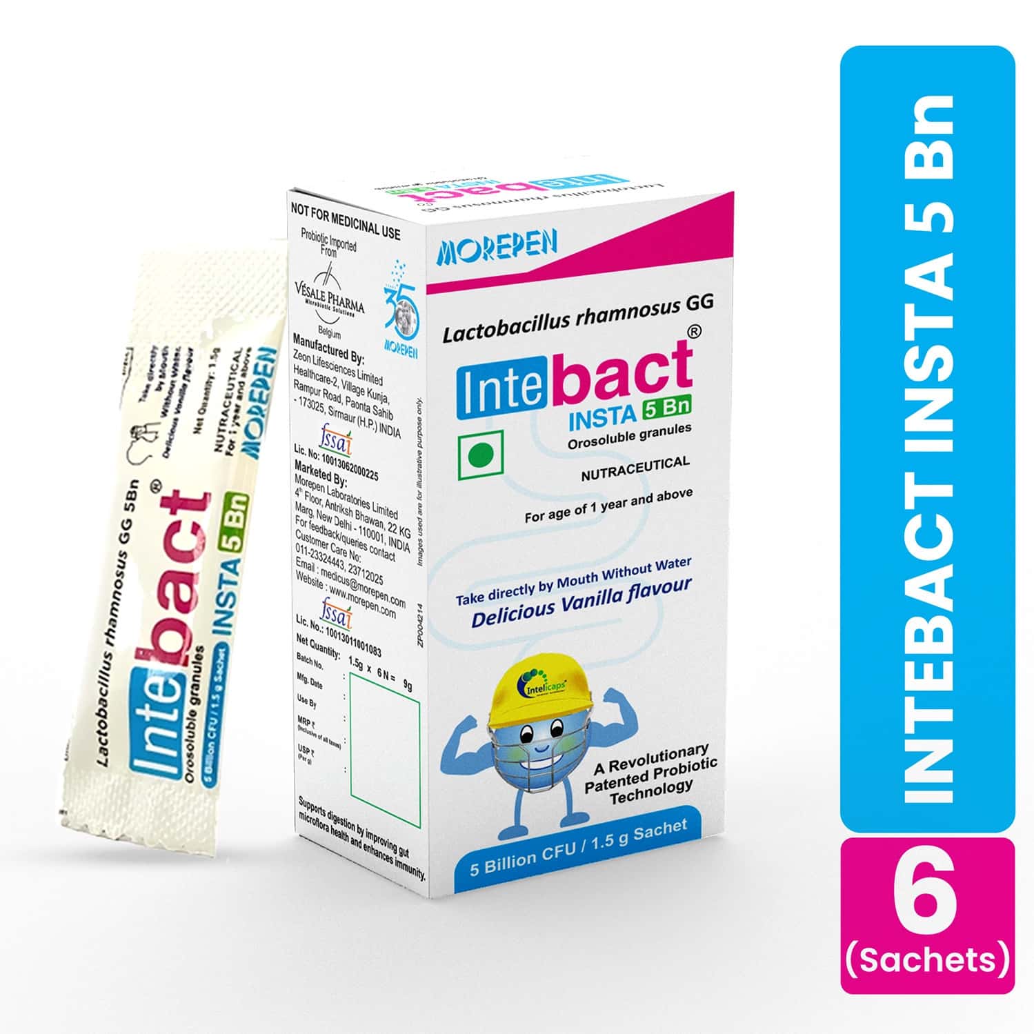 Buy DR. MOREPEN INTEBACT INSTA 5BN CFU |PROBIOTICS SUPPLEMENT, VANILLA ...