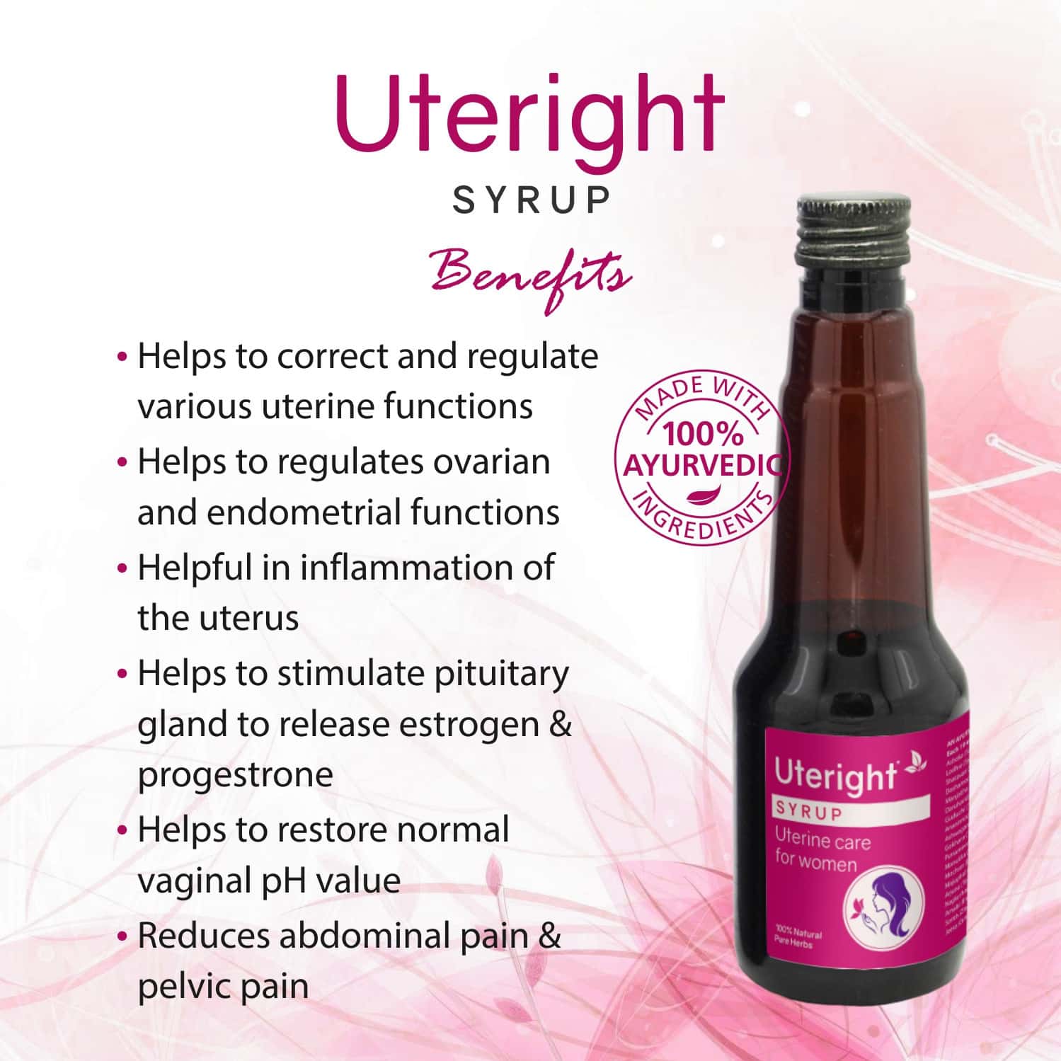 Buy UTERIGHT SYRUP (200 ML - PACK OF 2) HELPS TO STRENGTHEN FEMALE ...