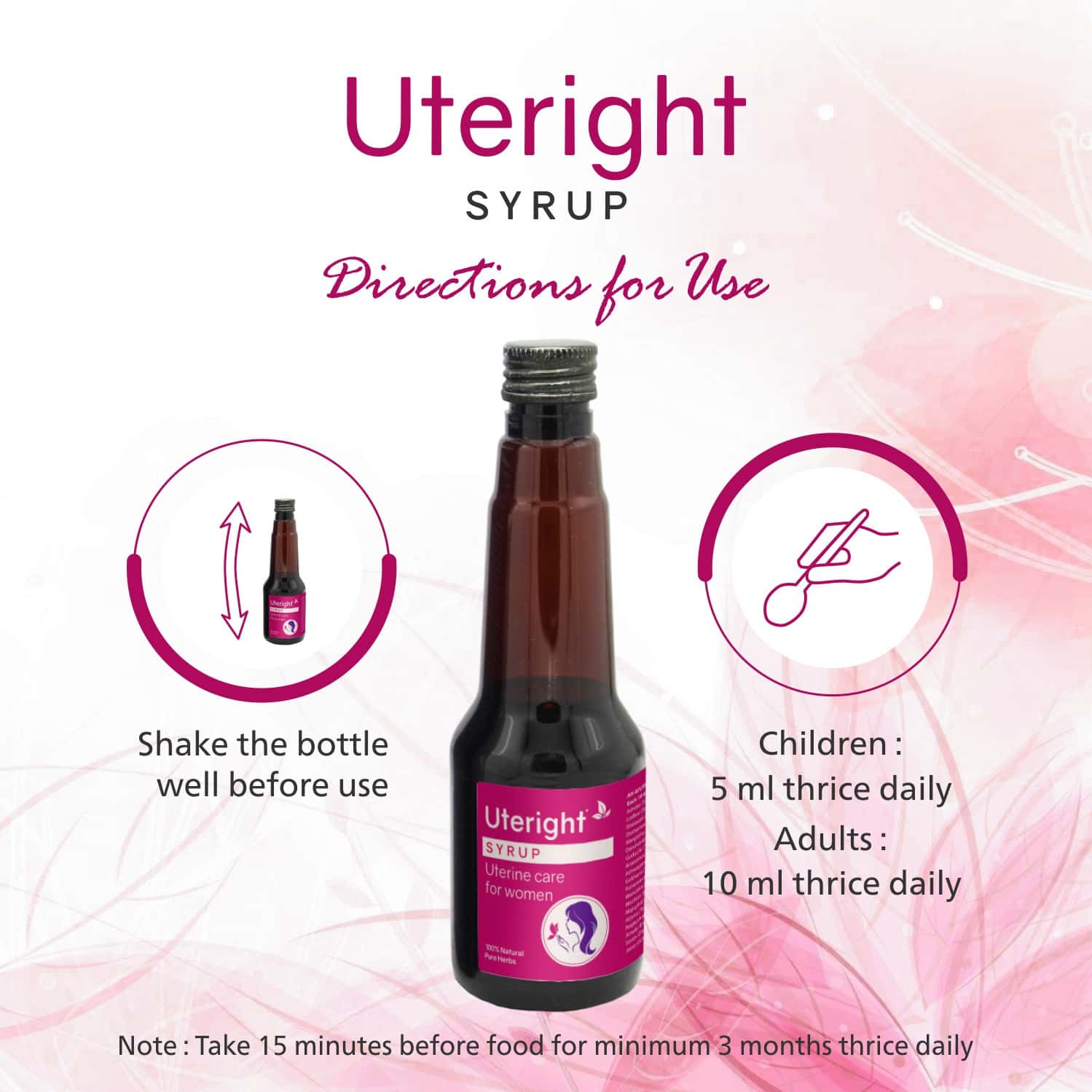Buy UTERIGHT SYRUP (200 ML - PACK OF 2) HELPS TO STRENGTHEN FEMALE ...