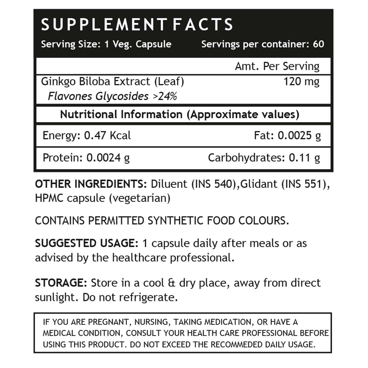 Buy Inlife Ginkgo Biloba Extract Flavons Glycosides 24 120mg