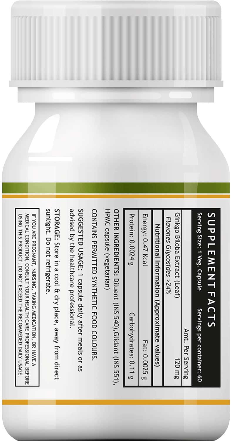 Buy INLIFE GINKGO BILOBA EXTRACT (FLAVONS GLYCOSIDES > 24%) 120MG ...
