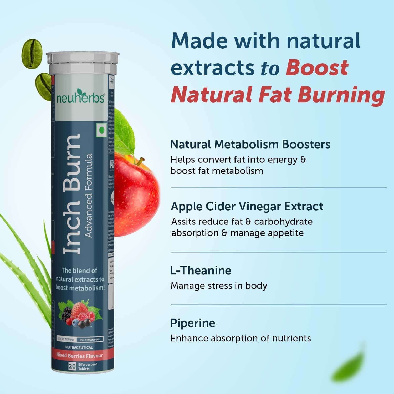 Buy NEUHERBS PLANT BASED INCH BURN EFFERVESCENT TABLETS FOR FAT BURN ...