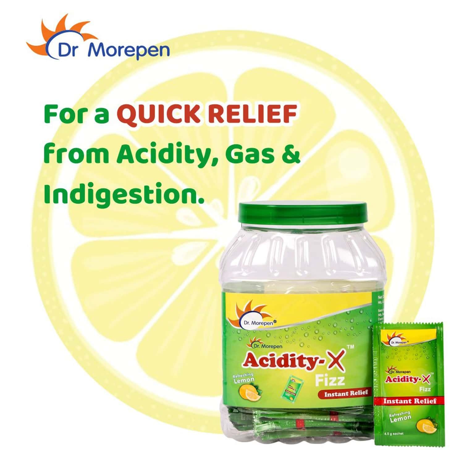 Buy DR. MOREPEN ACIDITY-X FIZZ FRUIT SALT 4.5GM PACK 50 SACHET ACIDITY ...
