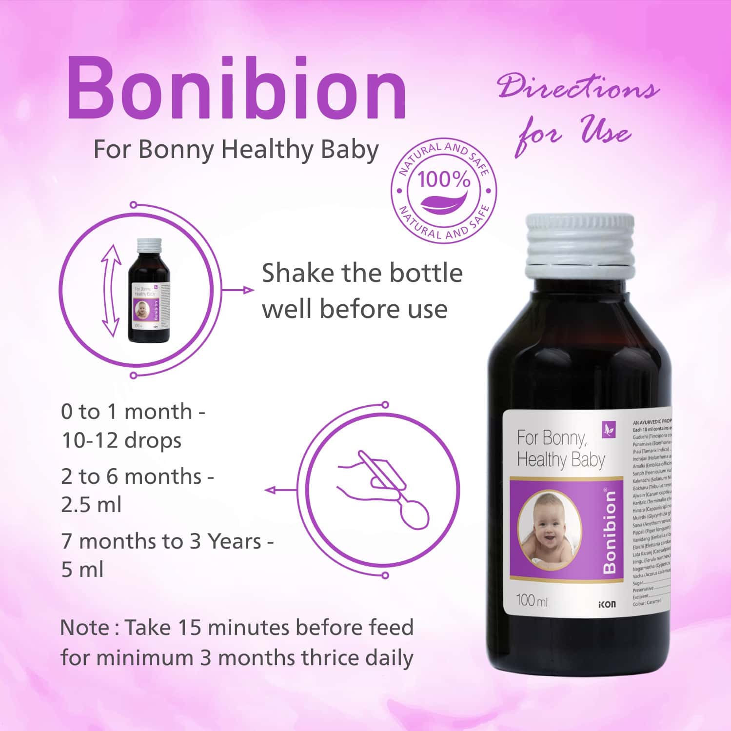 Buy BONIBION SYRUP 100 ML | FOR INFANT COLIC | IMPROVES APPETITE ...