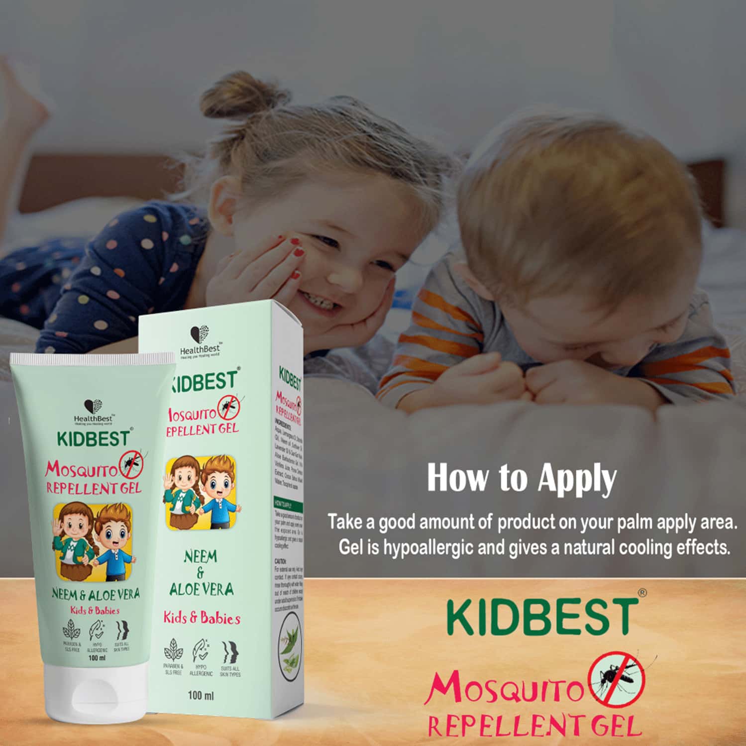 Buy HEALTHBEST KIDBEST MOSQUITO REPELLENT GEL FOR KIDS|NEEM & ALOE VERA ...