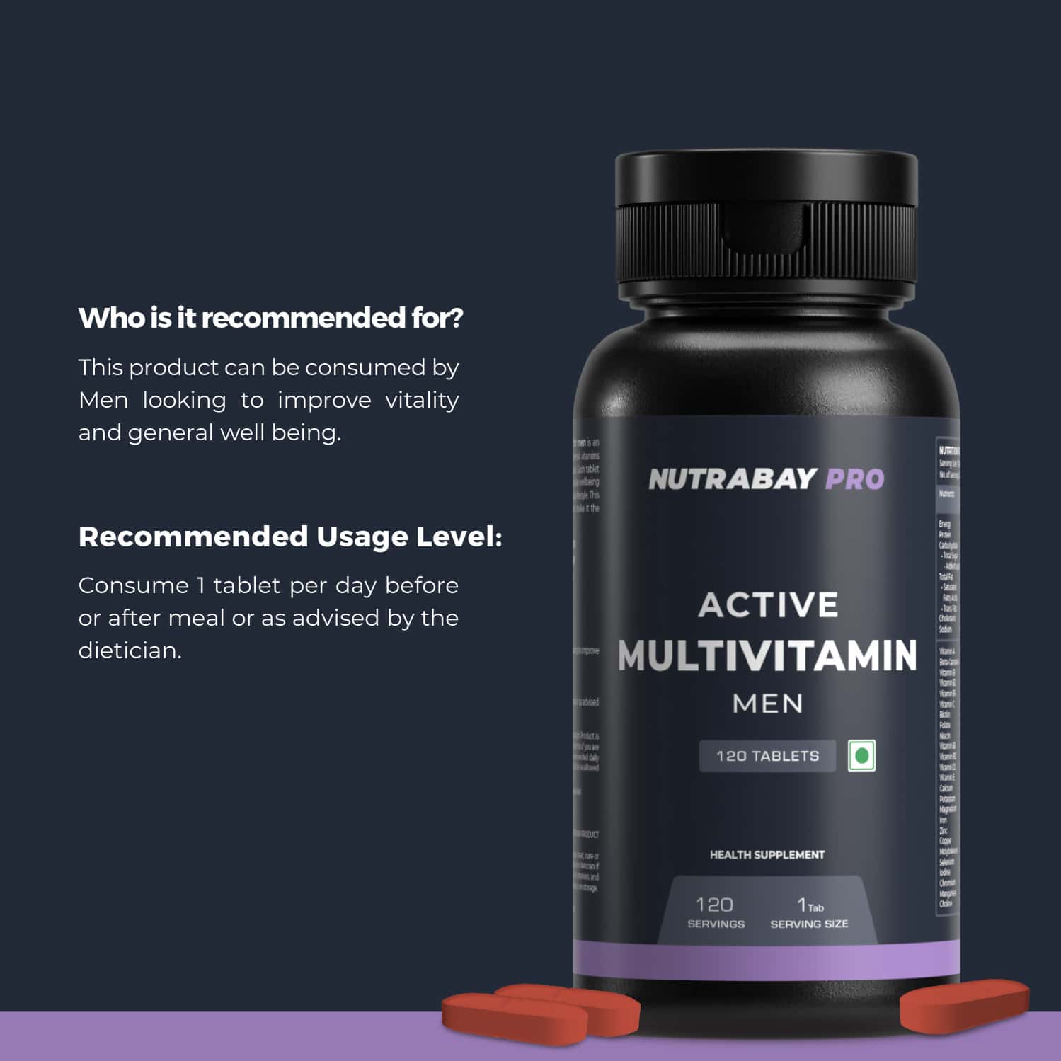 Buy NUTRABAY PRO ACTIVE MULTIVITAMIN FOR MEN - 25 VITAMINS & MINERALS ...