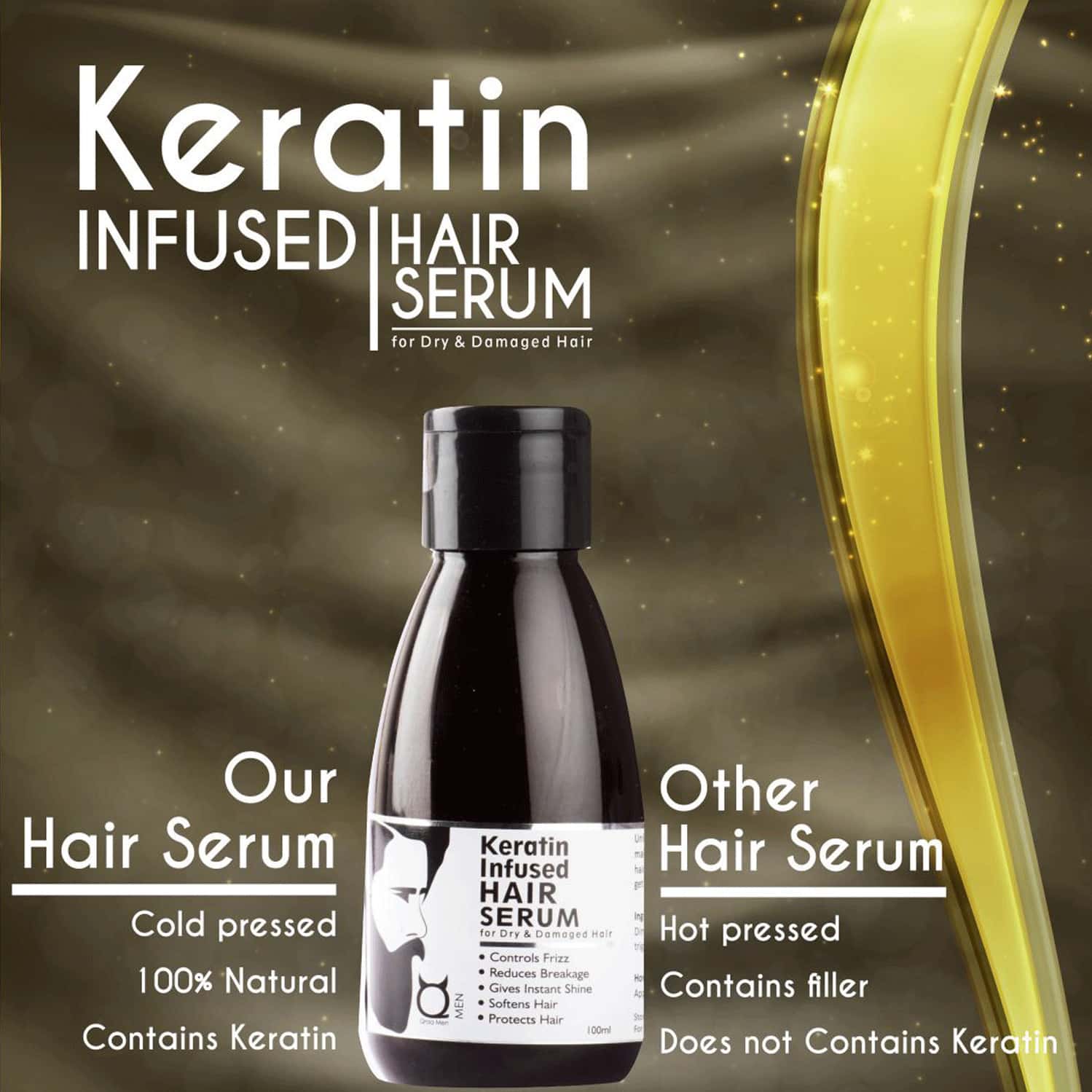 Buy QRAA KERATIN INFUSED HAIR SERUM FOR DRY AND DAMAGED HAIR, 100ML ...