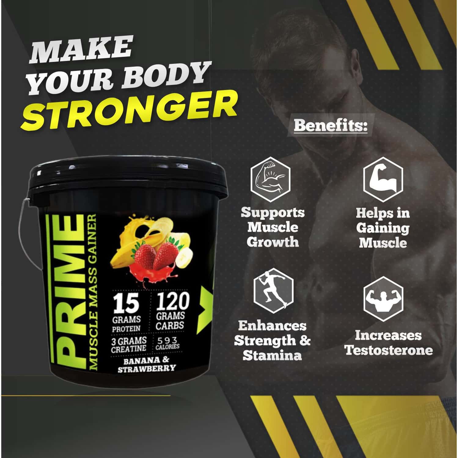 Buy BIGFLEX PRIME MASS GAINER (STRAWBERRY-BANANA) (3 KG) Online & Get ...