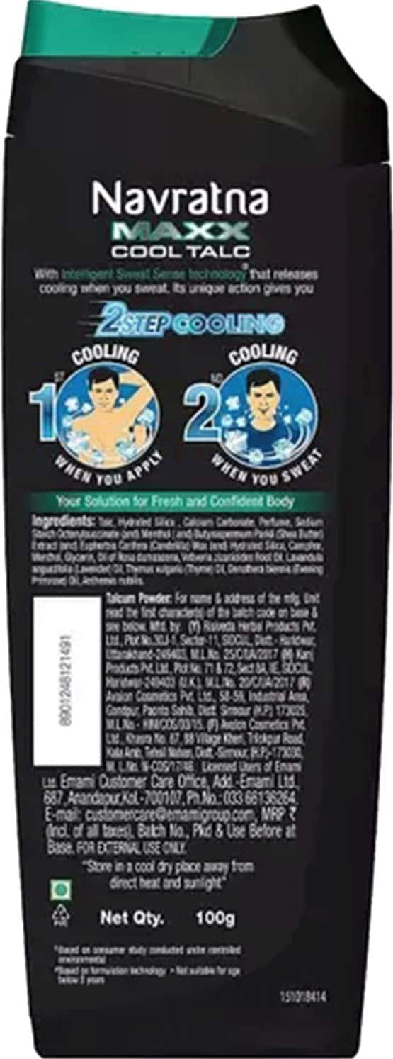 Buy NAVRATNA MAXX COOL TALC PACK OF 100G WITH FREE ZANDU BALM 8ML ...
