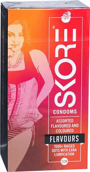 Buy SKORE CONDOMS ASSORTED FLAVOURED AND COLOURED 1500+ RAISED DOTS WITH EXTRA LUBRICATION, BOX ...