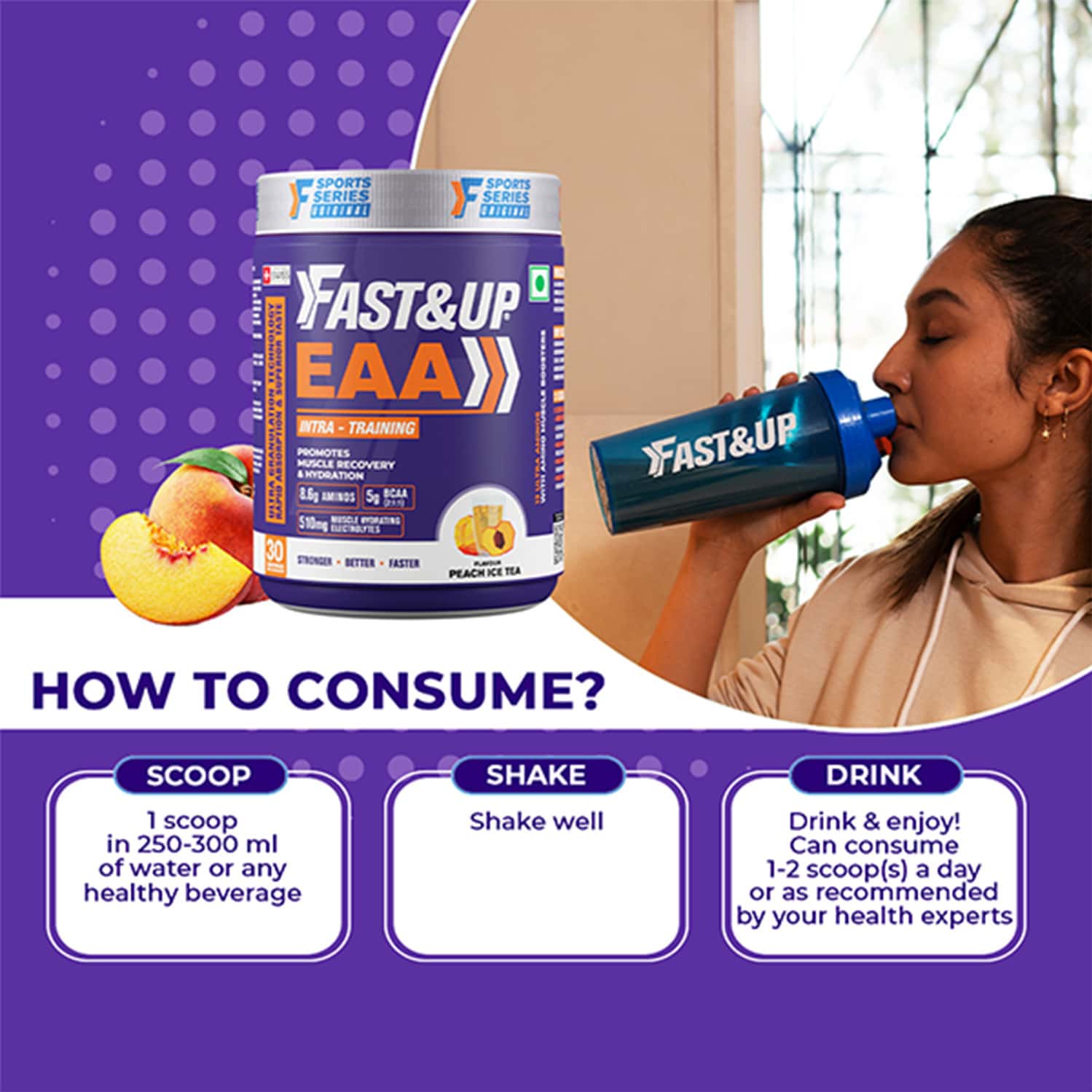 Buy FAST&UP EAA INTRA - TRAINING/WORKOUT DRINK (EAAX9) 30 SERVINGS (PEACH ICE TEA) Online & Get ...