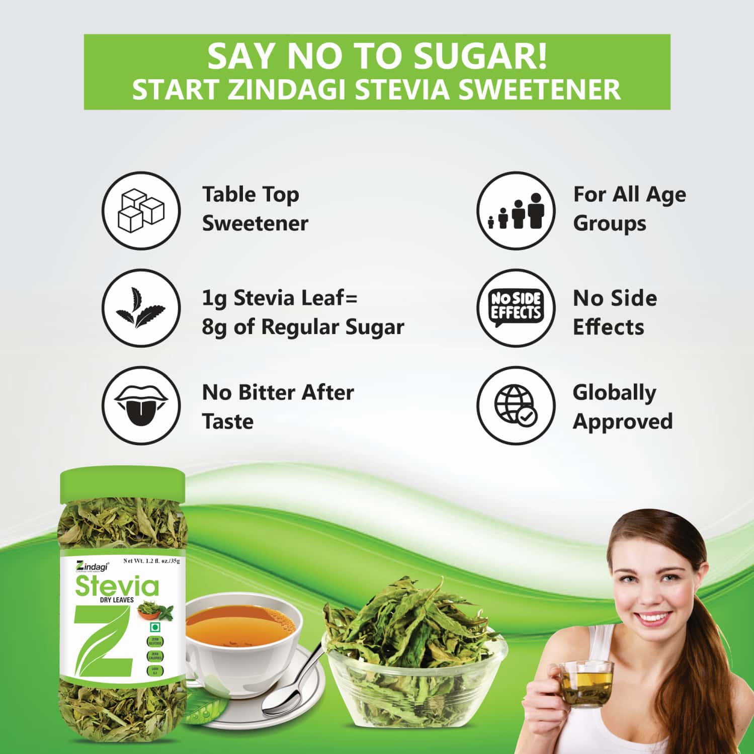 Buy ZINDAGI 100% PURE STEVIA LEAVES EXTRACT | NATURAL STEVIA DRY LEAVES ...