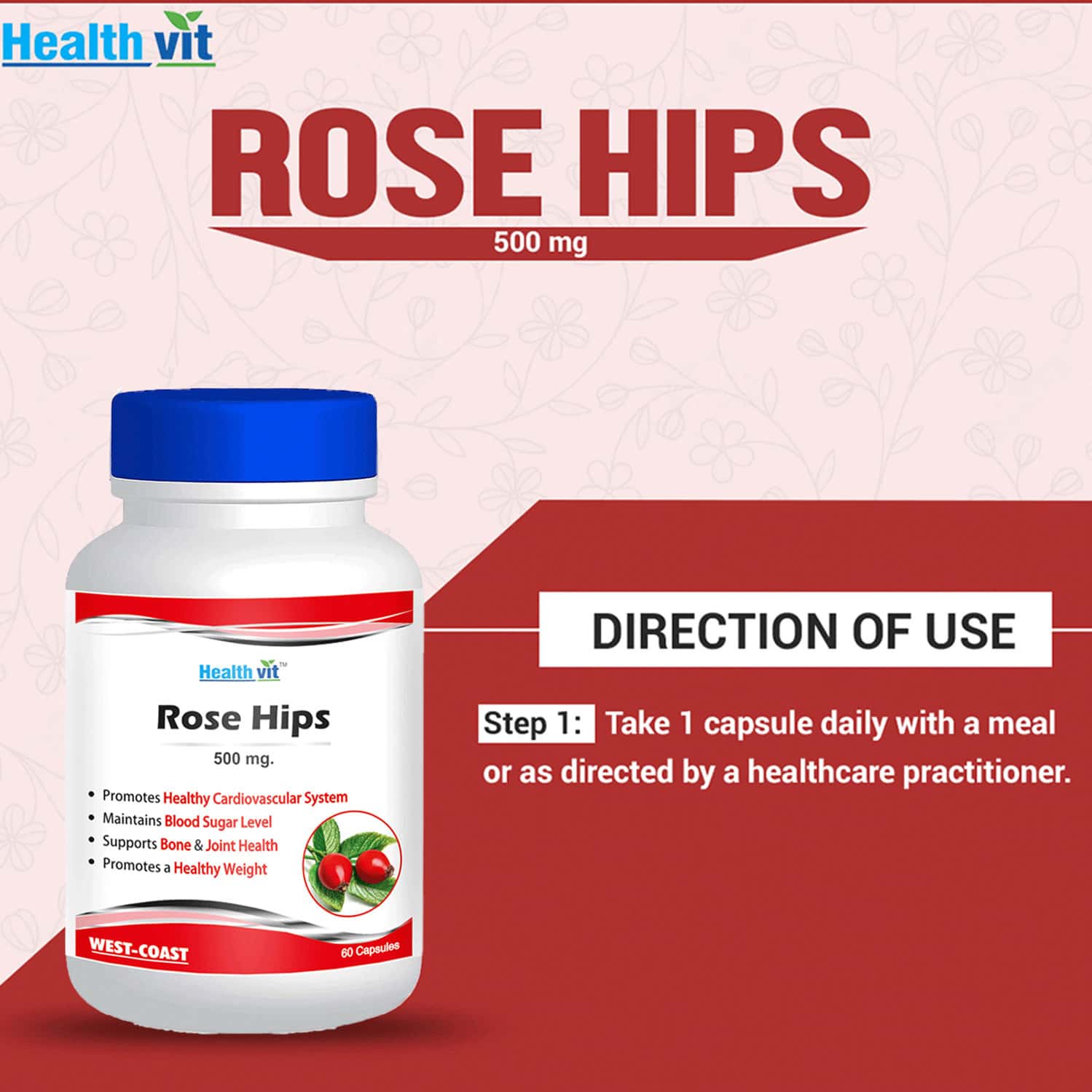 Buy HEALTHVIT ROSE HIPS 500 MG – 60 CAPSULES Online & Get Upto 60% OFF ...