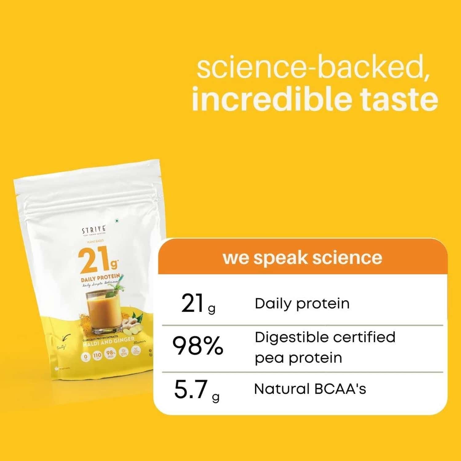 Buy STRIVE VEGAN 21G COMPLETE PROTEIN POWDER, REAL TASTY HALDI GINGER ...