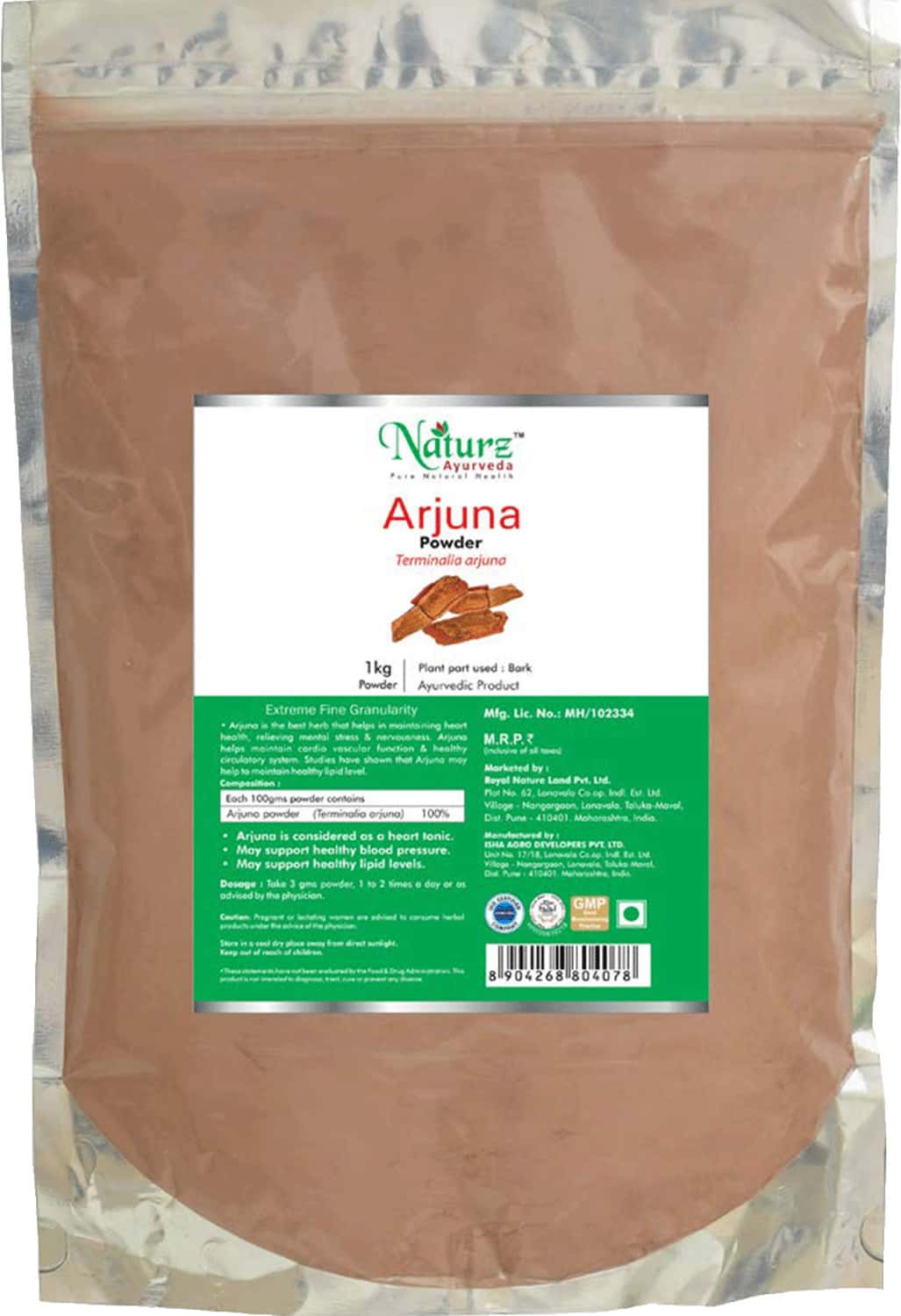 Buy NATURZ AYURVEDA ARJUNA POWDER - 1 KG VALUE PACK OF 4 Online & Get ...