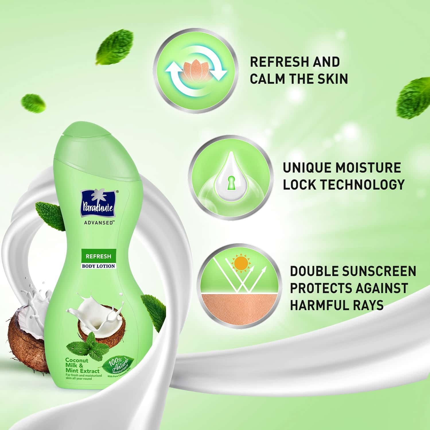 Buy PARACHUTE ADVANSED REFRESH BODY LOTION, 100% NATURAL MOISTURISERS ...