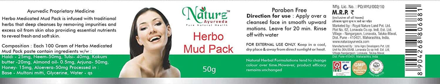 Buy NATURZ AYURVEDA HERBO MUD PACK - 50G Online & Get Upto 60% OFF at ...