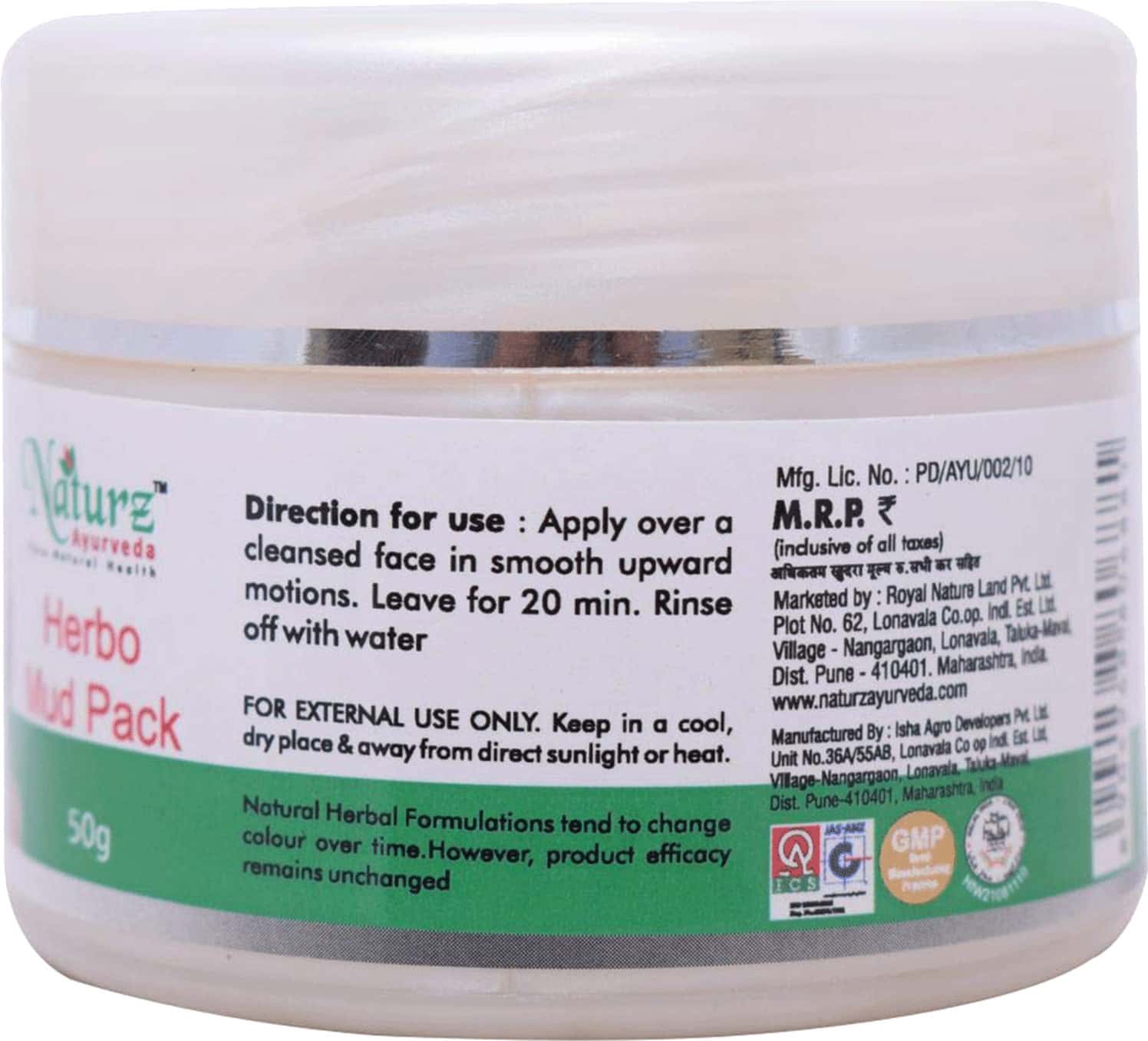Buy NATURZ AYURVEDA HERBO MUD PACK - 50G Online & Get Upto 60% OFF at ...