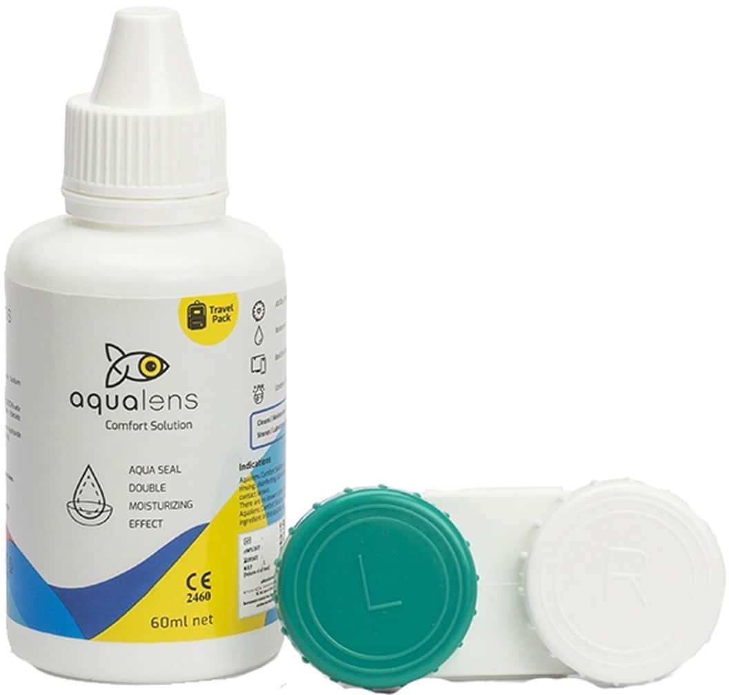 Buy AQUALENS COMFORT CONTACT LENS SOLUTION BOTTLE OF 60 ML (LENS CASE ...