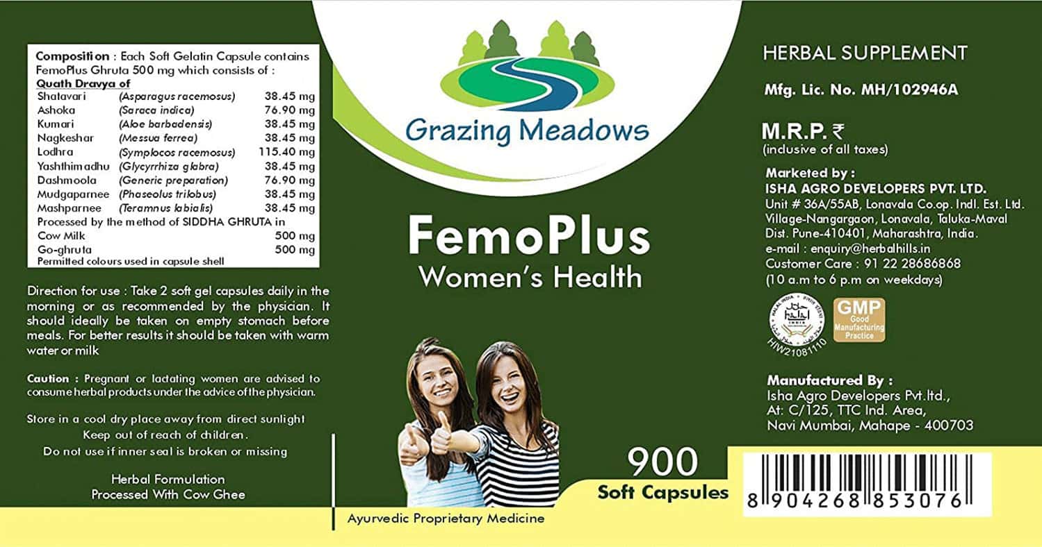 Buy GRAZING MEADOWS FEMO PLUS 900 CAPSULES | AYURVEDIC HERBAL ...