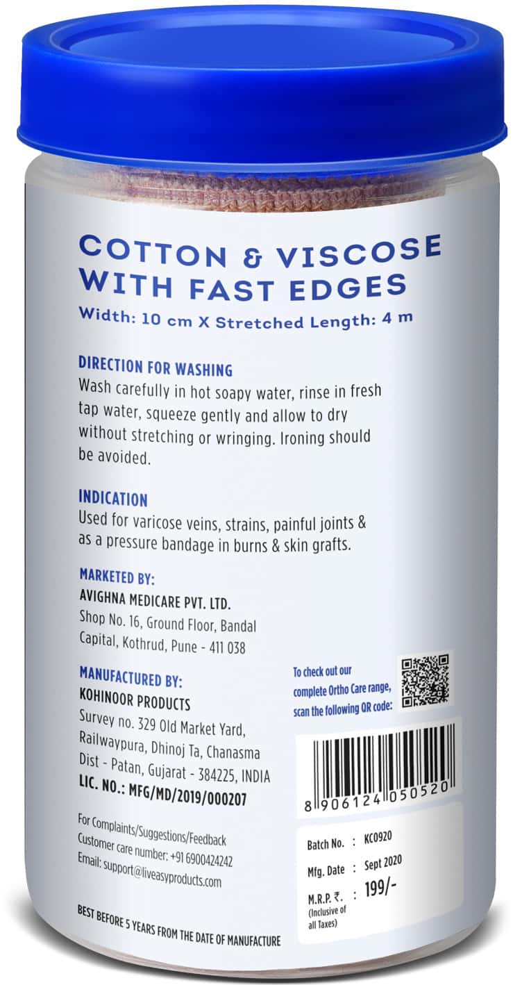 Buy LIVEASY ORTHO CARE COTTON CREPE BANDAGE - REDUCES STRAIN SPRAIN ...