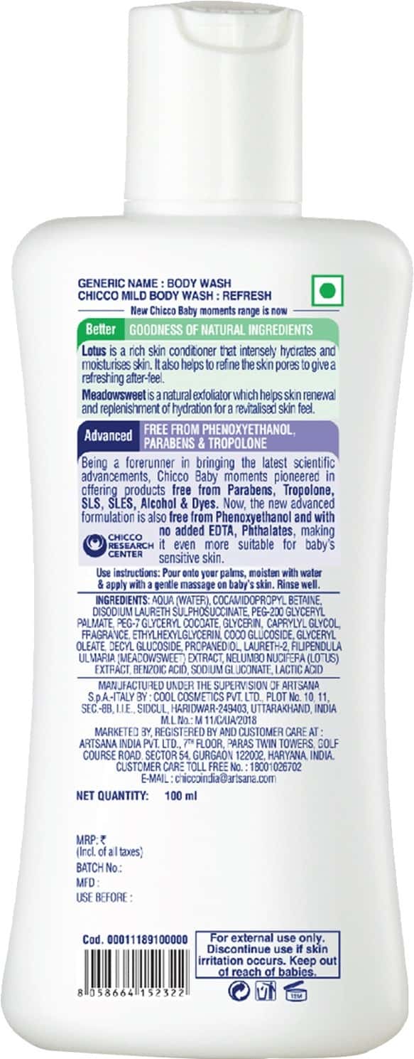 Buy CHICCO BABY MOMENTS MILD BODY WASH REFRESH, NO TEARS FOR SOFT SKIN ...