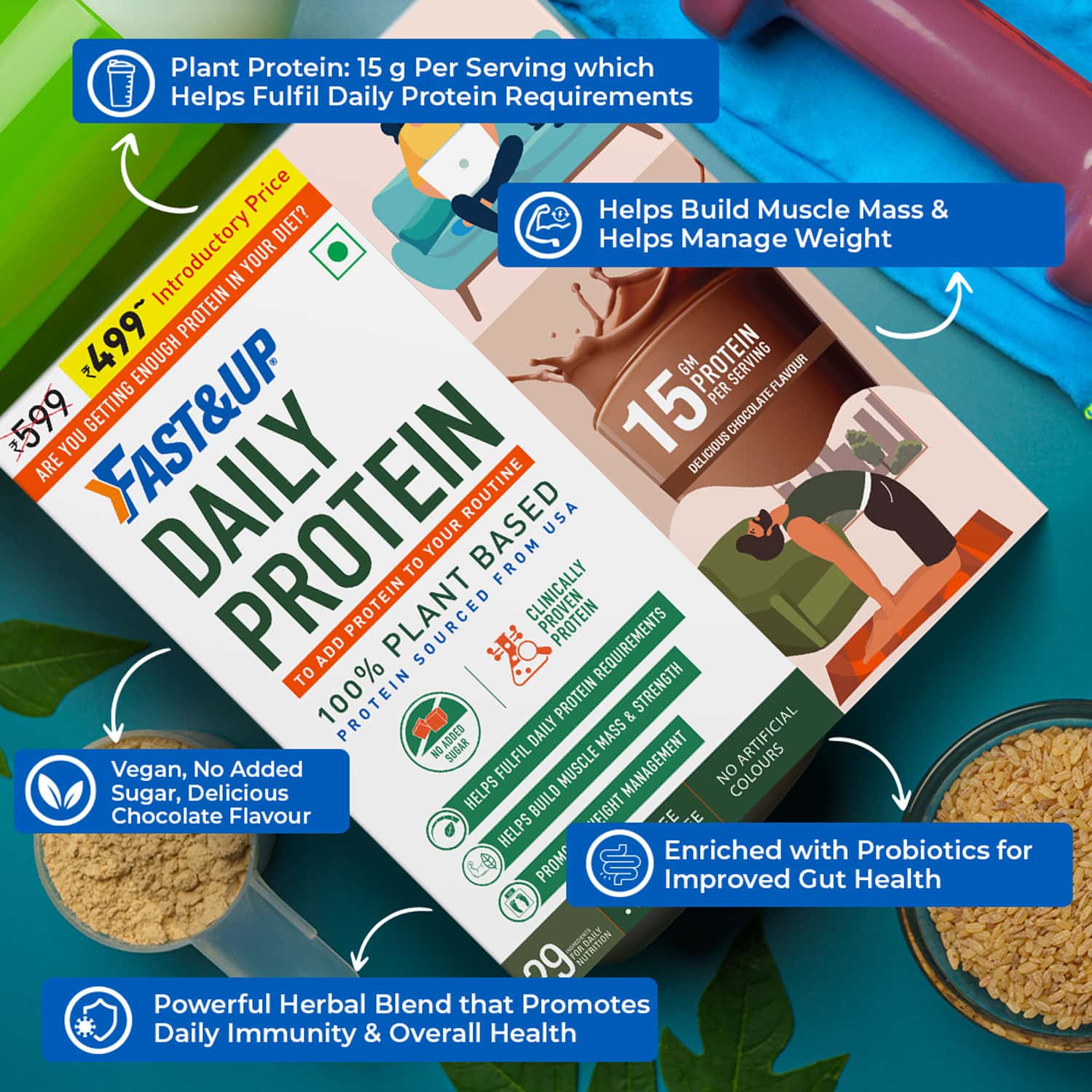 Buy FAST&UP DAILY PROTEIN |15G PLANT PROTEIN | FULFILS DAILY PROTEIN ...