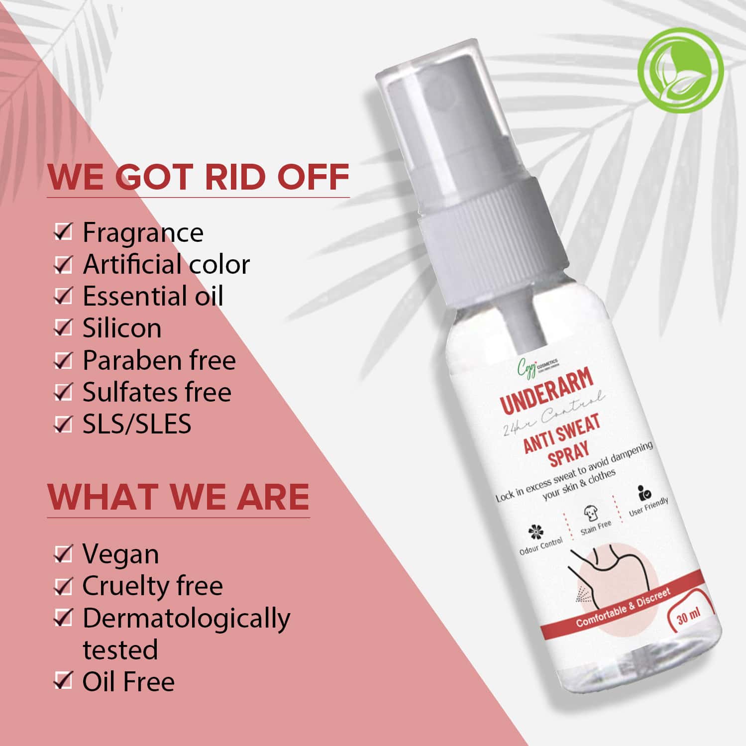 Buy CGG COSMETICS UNDERARM 24 HOURS CONTROL ANTI-SWEAT SPRAY | 30 ML ...