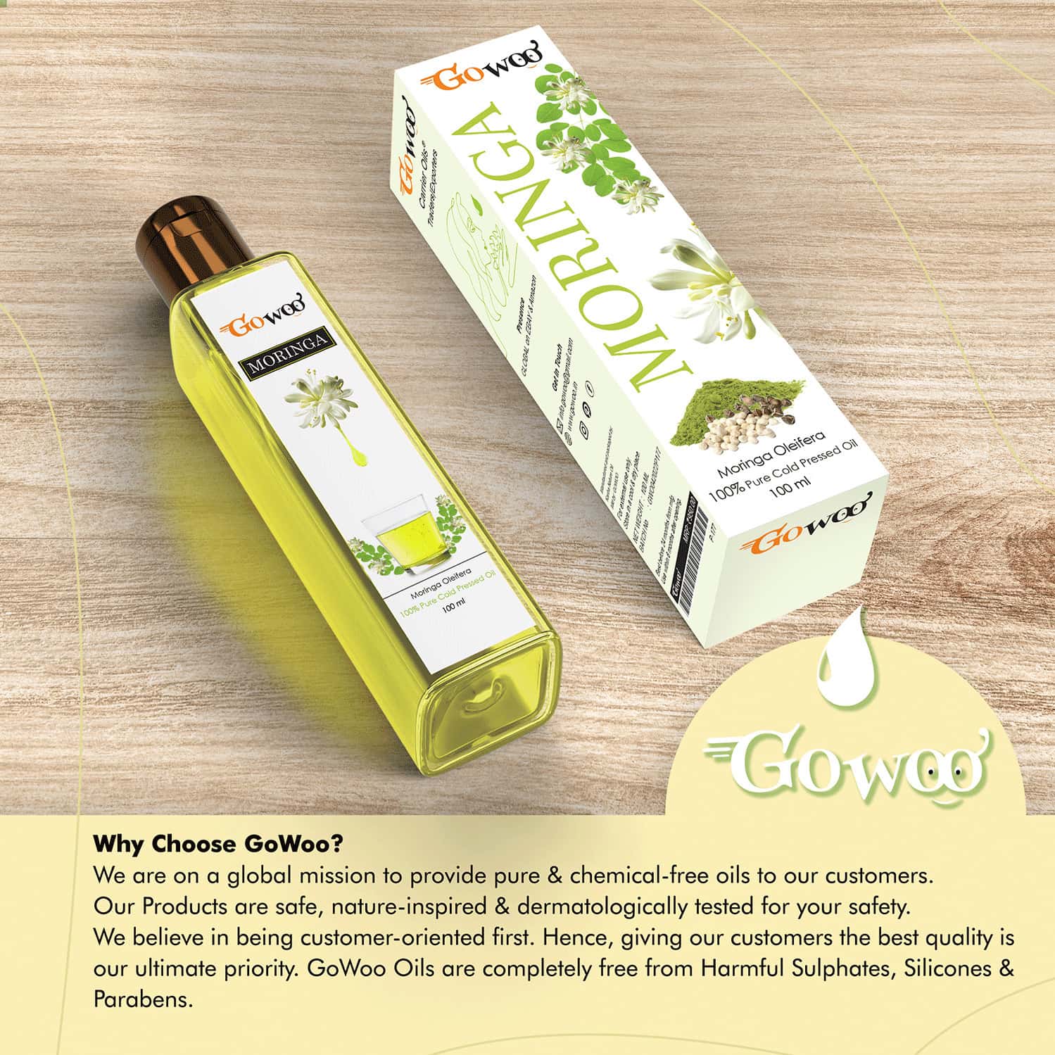 Buy GO WOO 100% PURE MORINGA SEED OIL FOR HAIR GROWTH 100 ML Online ...