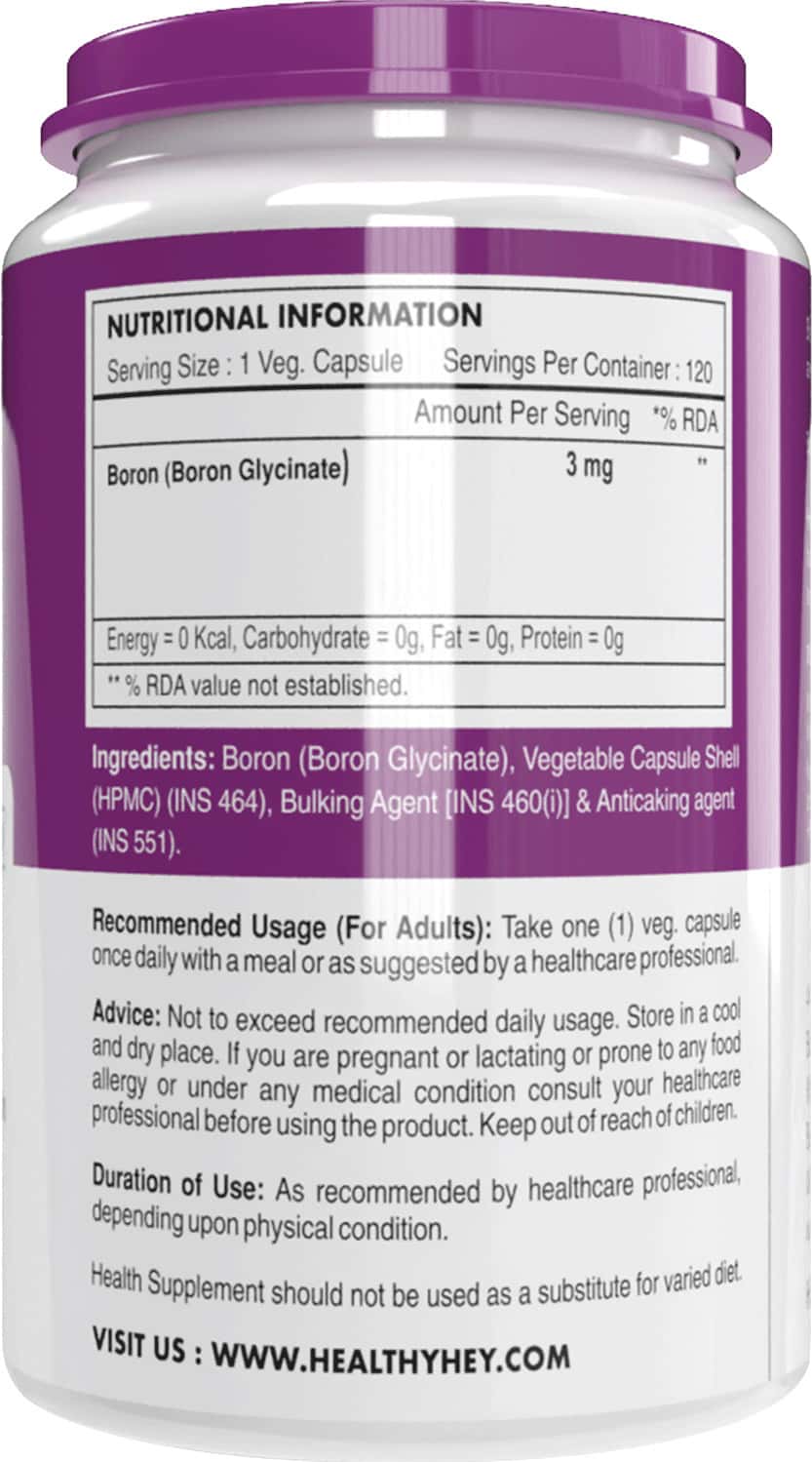 Buy HEALTHY HEY NUTRITION BORON , ADVANCED CHELATED, 120 VEG. CAPSULES ...