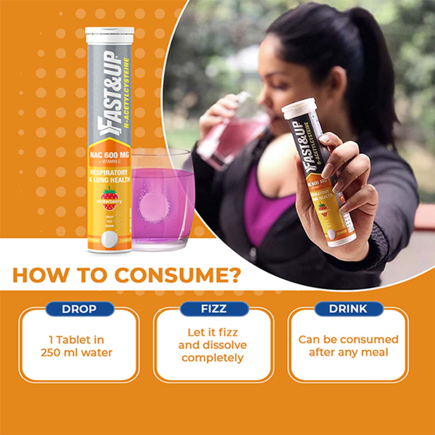 Buy FAST&UP NAC (N-ACETYLCYSTEINE) + VITAMIN C - (PACK OF 60 EFFERVESCENT TABLETS) Online & Get ...