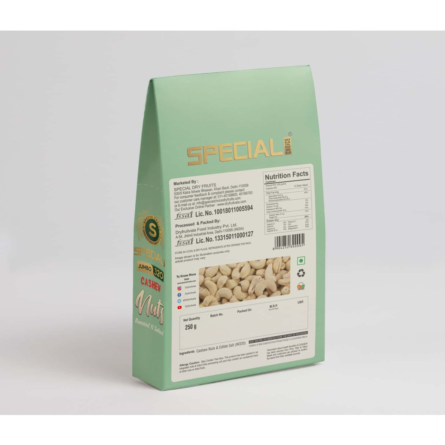 Buy SPECIAL CHOICE CASHEW NUTS ROASTED AND SALTED VACUUM PACK 250G X 1 ...