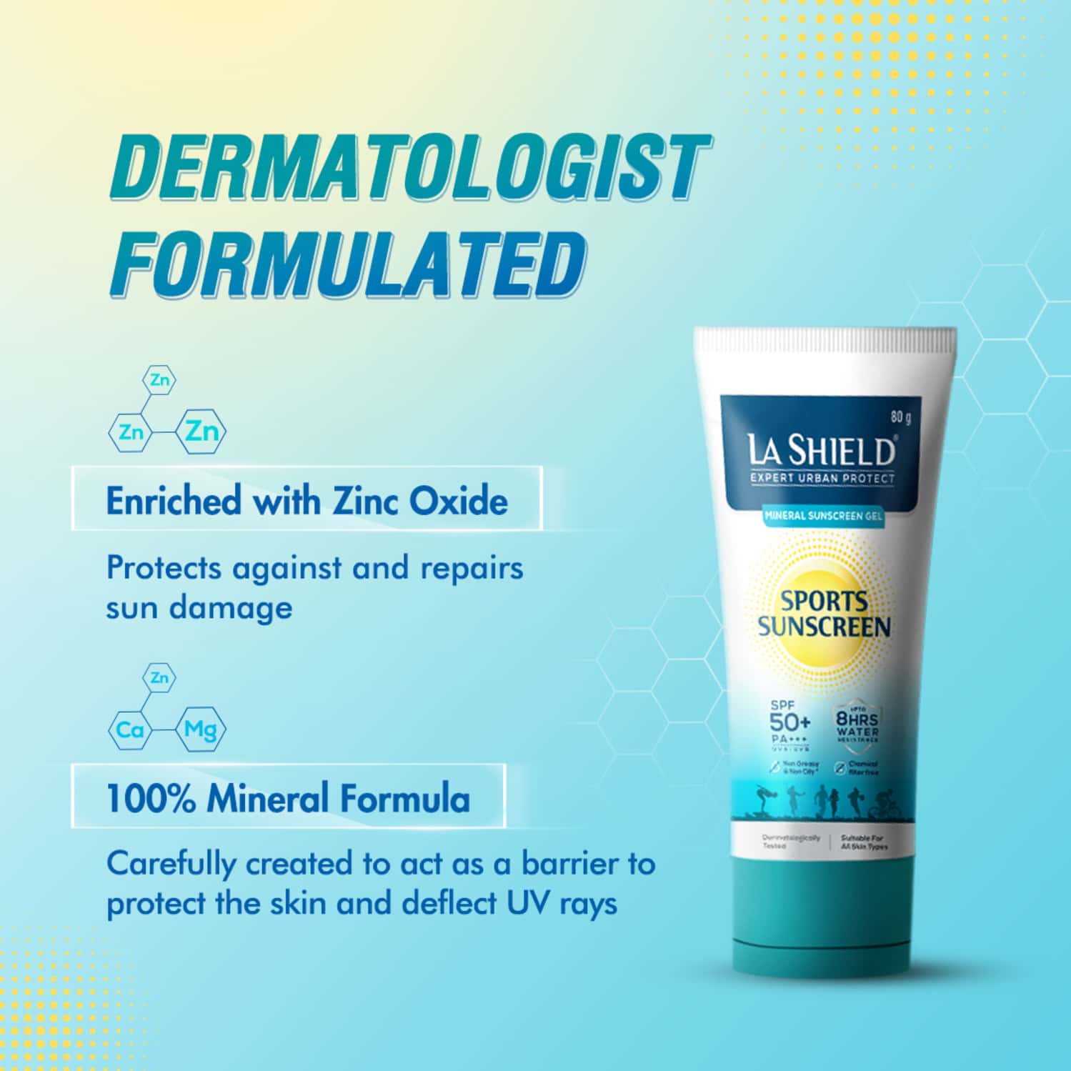 Buy LA SHIELD EXPERT URBAN PROTECT SPF 50+ PA+++ MINERAL SPORTS SUNSCREEN GEL TUBE OF 50GM ...