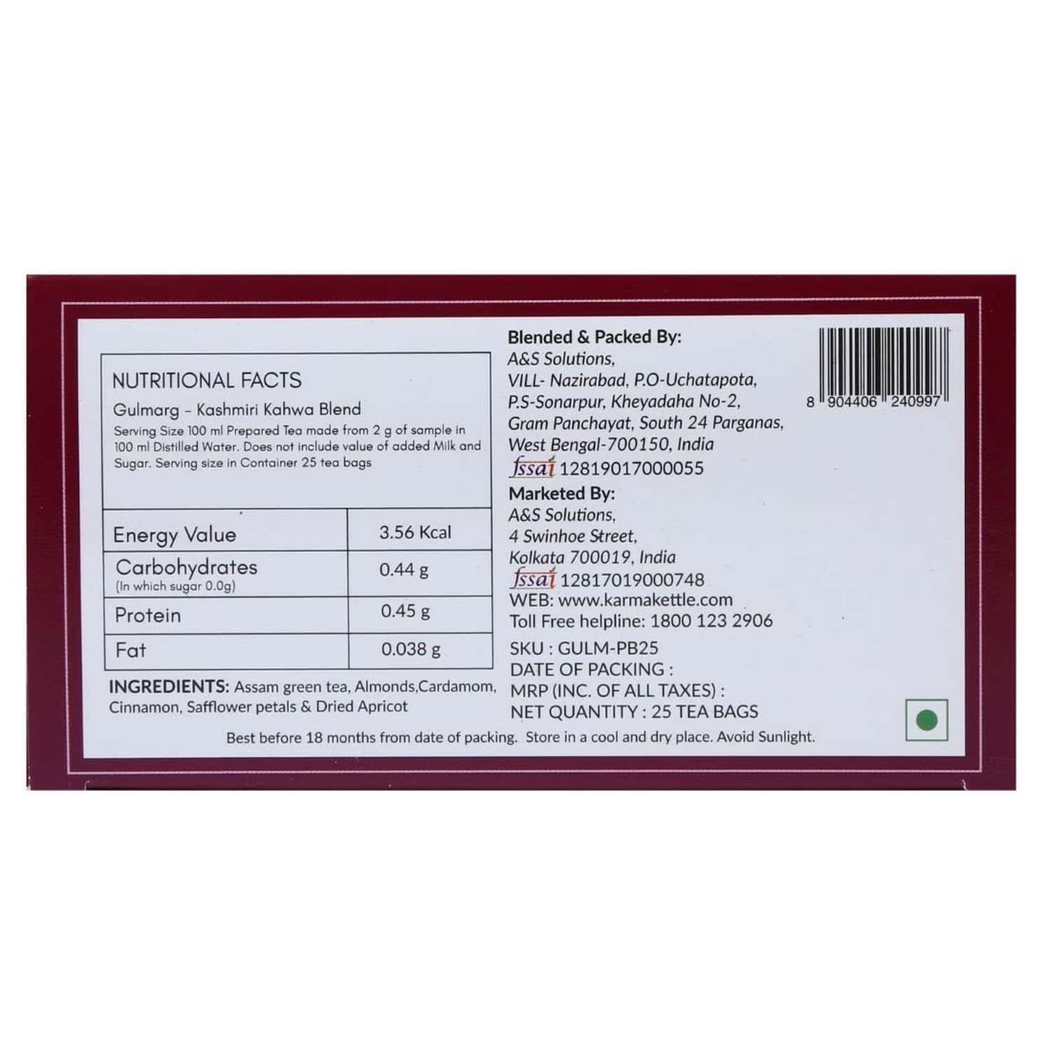 Buy KARMA KETTLE GULMARG KASHMIRI KAHWA GREEN LOOSE NATURAL DETOX TEA ...