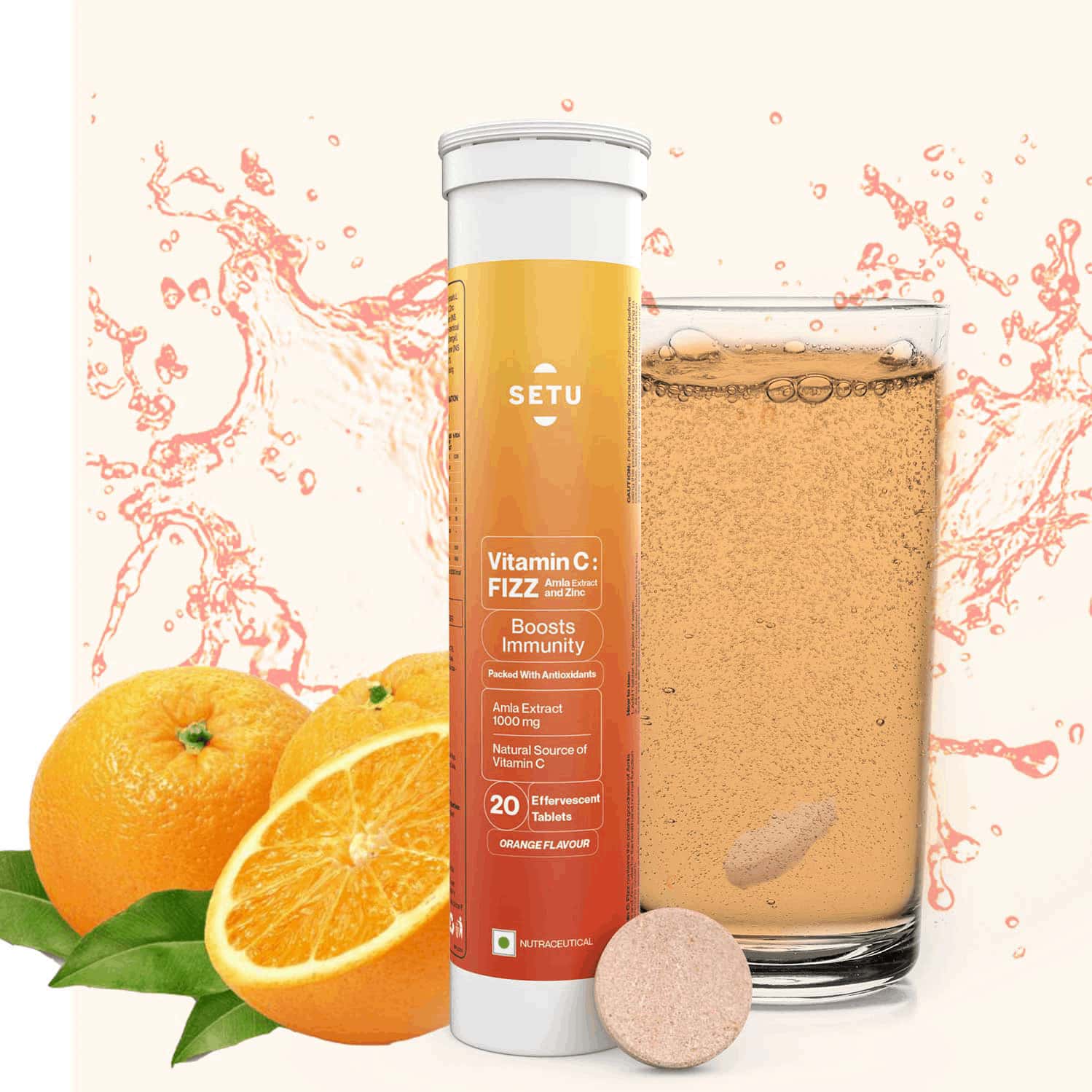 Buy SETU VITAMIN C: FIZZ - 20 EFFERVESCENT TABLETS| ORANGE FLAVOUR ...