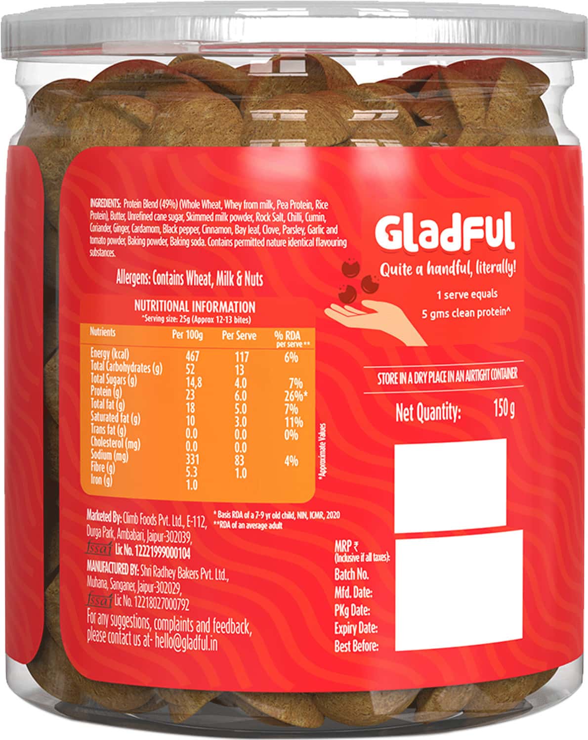 Buy GLADFUL INDIAN MASALA PROTEIN MINI COOKIES BISCUIT FOR KIDS AND ...