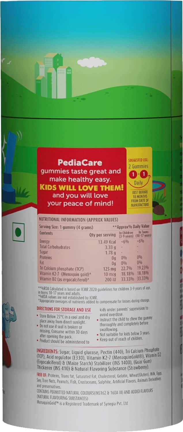 Buy PEDIACARE STRONG BONE 60 GUMMIES WITH CALCIUM, VITAMIN D AND ...