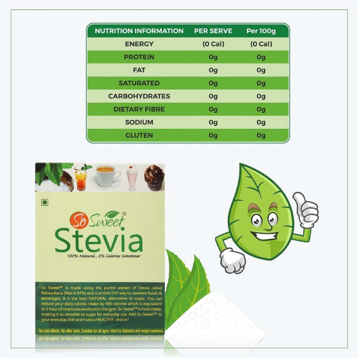 Buy SO SWEET STEVIA 25 SACHET SUGAR FREE SWEETENER (PACK OF 4) Online ...