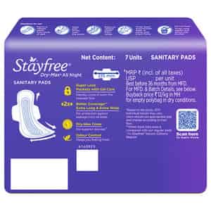 Buy STAYFREE DRY MAX ALL NIGHTS ULTRA DRY XXL PACKET OF 7 SANITARY PADS ...