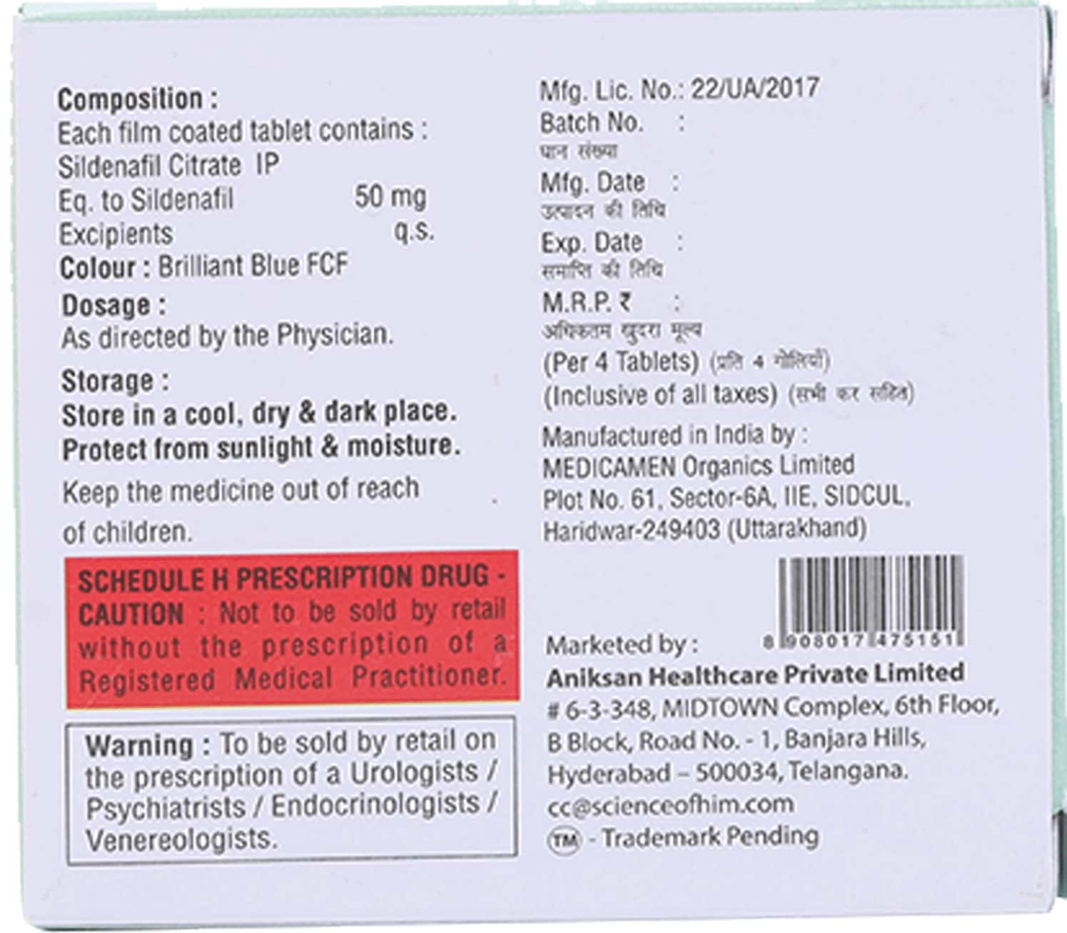 Buy SCIENCE OF HIM FINHAIR - FINASTERIDE TABLETS Online & Get Upto 60% ...