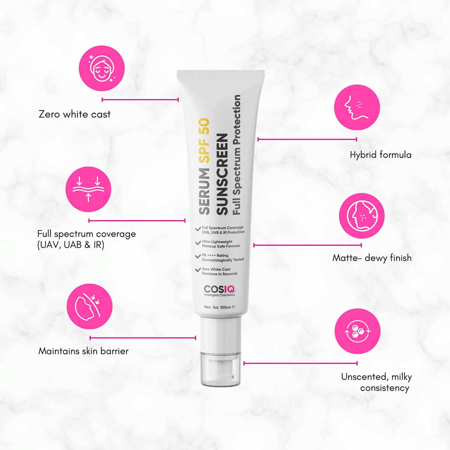 Buy COS-IQ OUTDOOR SUNSCREEN SERUM SPF 50 PA++++ BROAD SPECTRUM 100ML ...