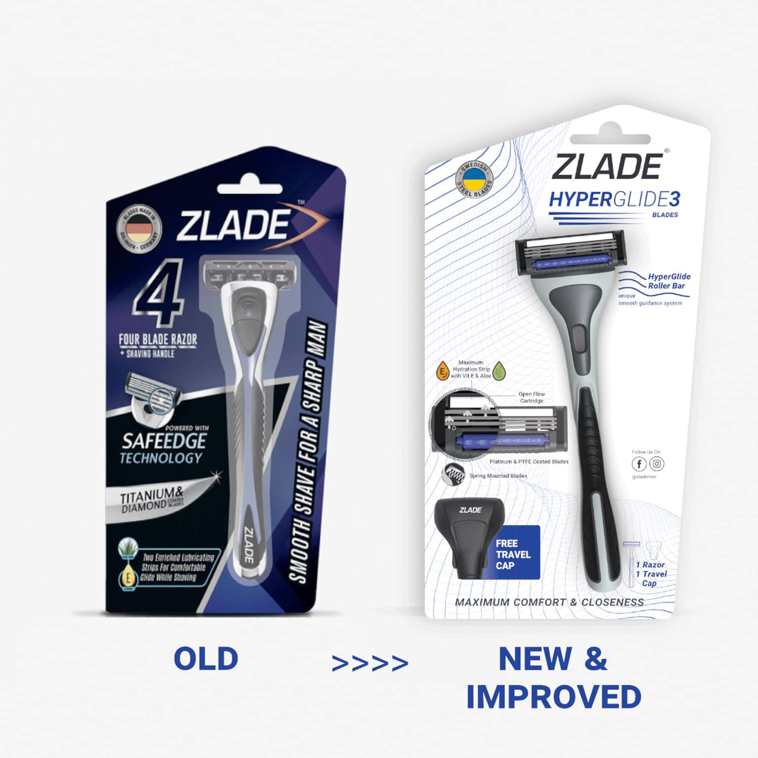Buy ZLADE HYPERGLIDE3 BLADE SHAVING RAZOR FOR MEN - PLATINUM AND PTFE ...