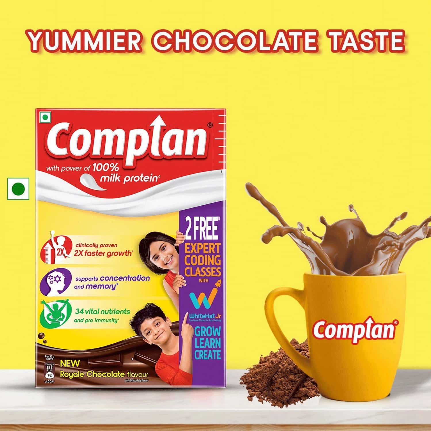 Buy COMPLAN ROYALE CHOCOLATE 500GM REFILL (FREE 2 WHITEHAT JR EXPERT ...