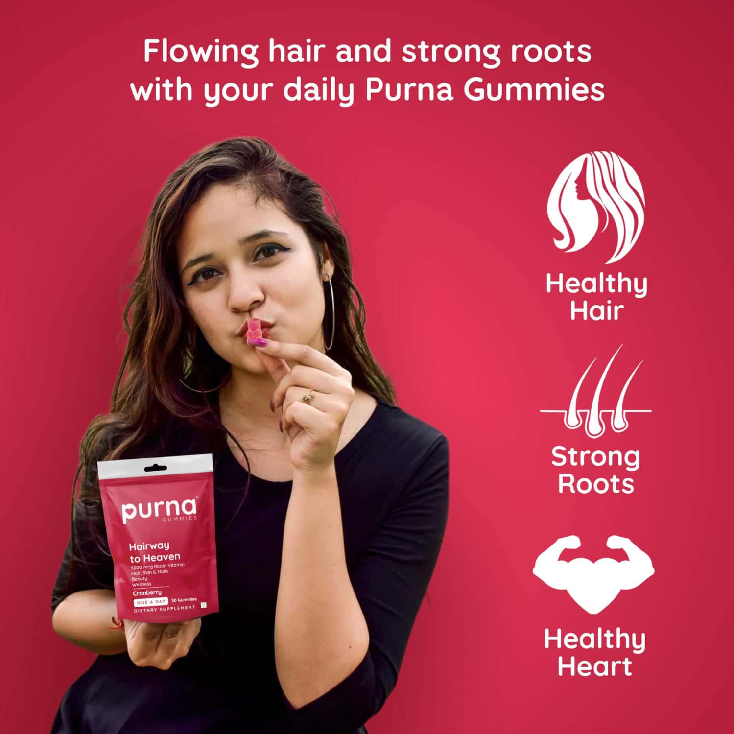 Buy GUMMIES PURNA BIOTIN GUMMIES BIOTIN SUPPLEMENTS FOR STRONG HAIR, GLOWING SKIN, 30 DAY PACK ...