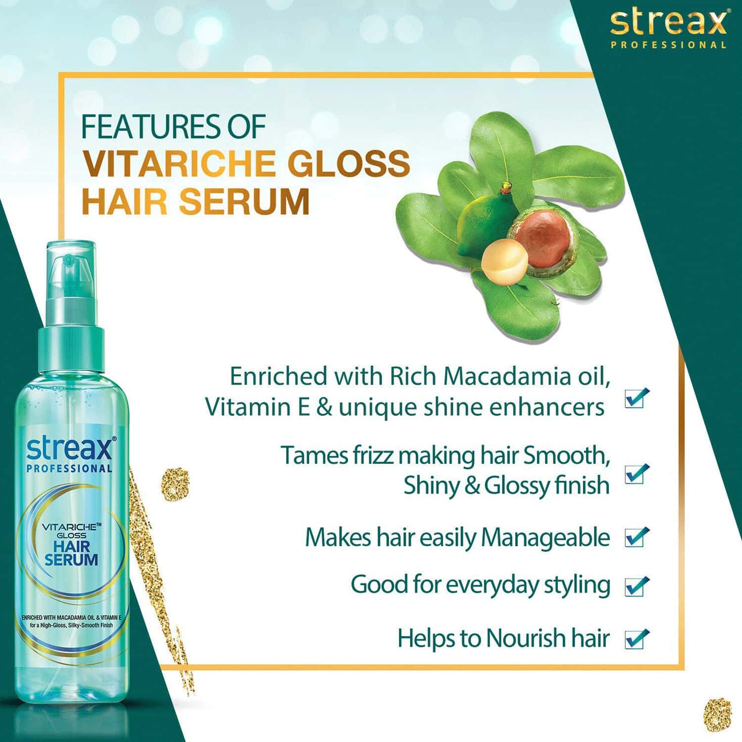 Buy STREAX PRO VITARICHE GLOSS HAIR SERUM 115ML - PACK OF 2 Online ...