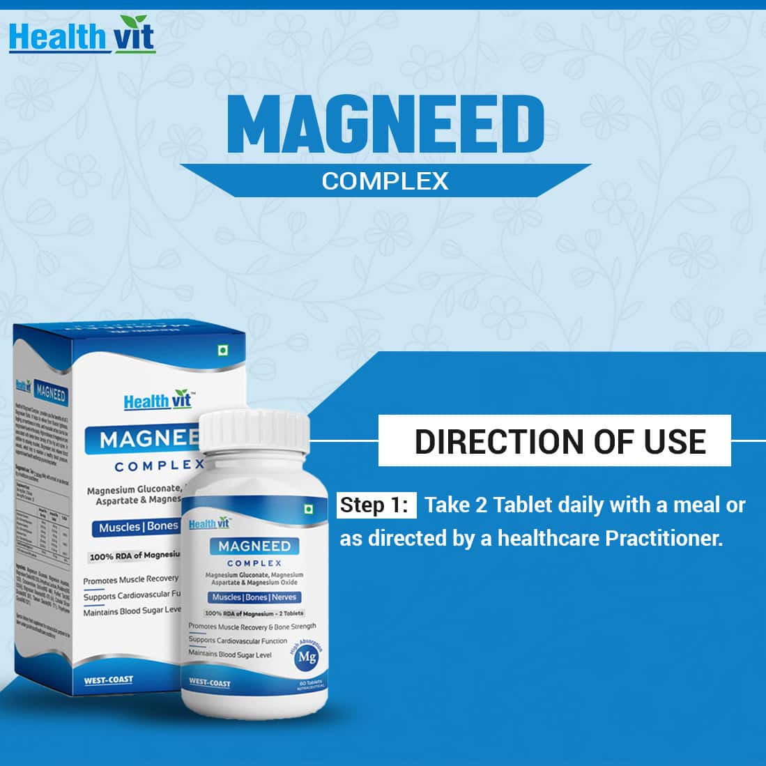 Buy HEALTHVIT MAGNEED COMPLEX MAGNESIUM RELAX SUPPLEMENT - 60 TABLETS ...
