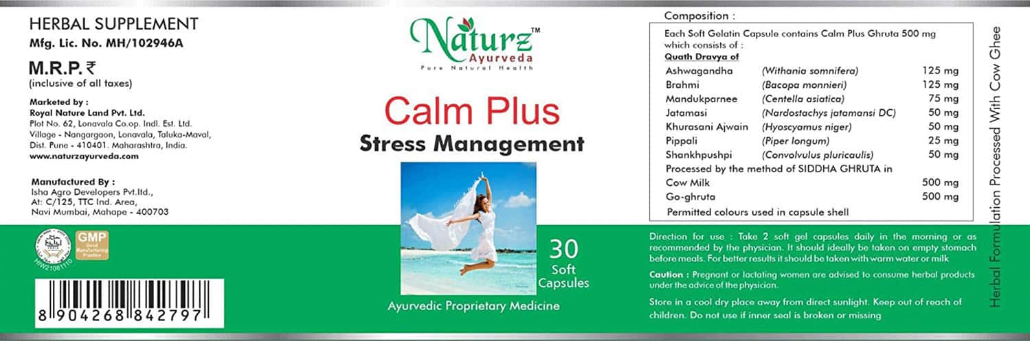 Buy NATURZ AYURVEDA CALM PLUS - 30 CAPSULE (PACK OF 2) Online & Get ...
