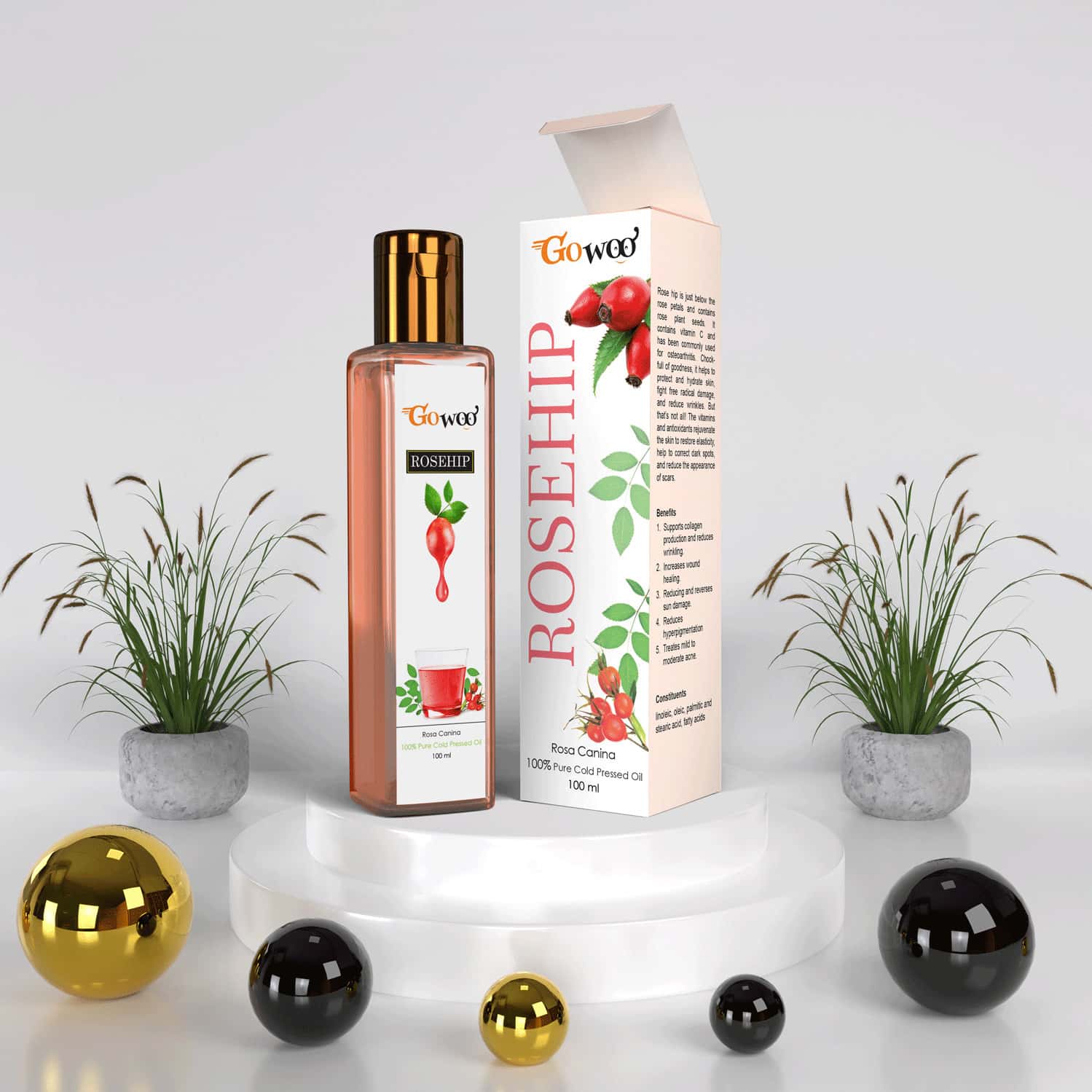 Buy GO WOO 100% PURE ROSEHIP SEED CARRIER OIL DRY SKIN 100 ML Online ...