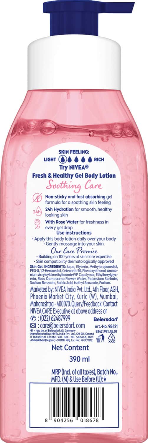 Buy NIVEA BODY ESSENTIALS PUMP ROSE GEL 390ML Online & Get Upto 60% OFF ...